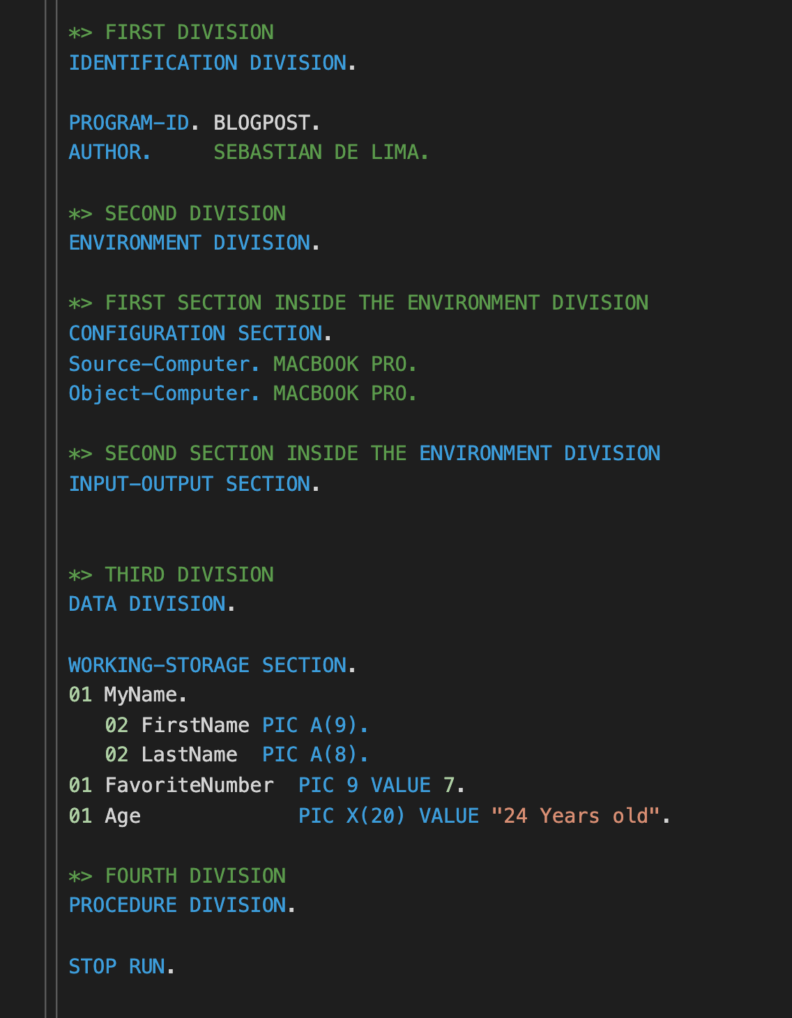 The basics of COBOL programming language. | by Sebastian De Lima | Medium