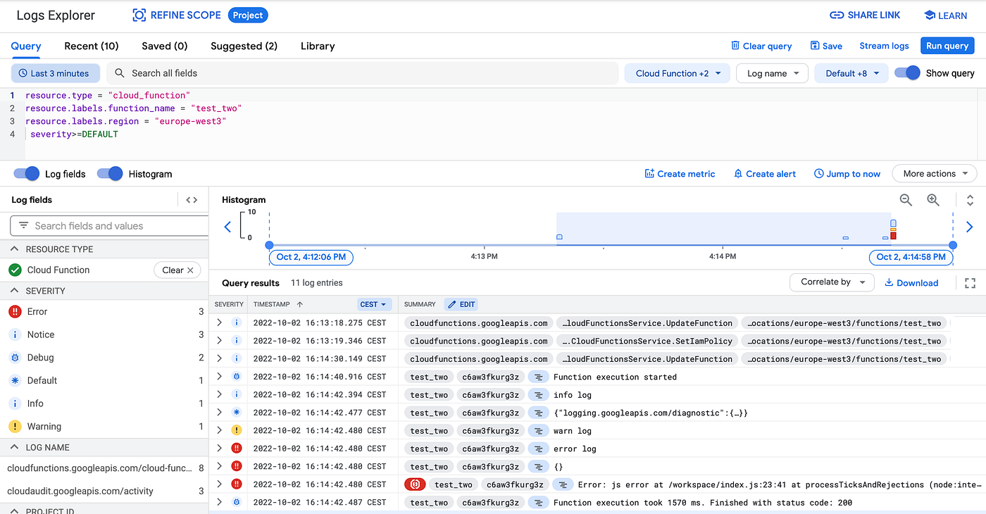 Log levels in Google Cloud (Node.js) | by Philipp Schmiedel | Oct, 2022 | Medium