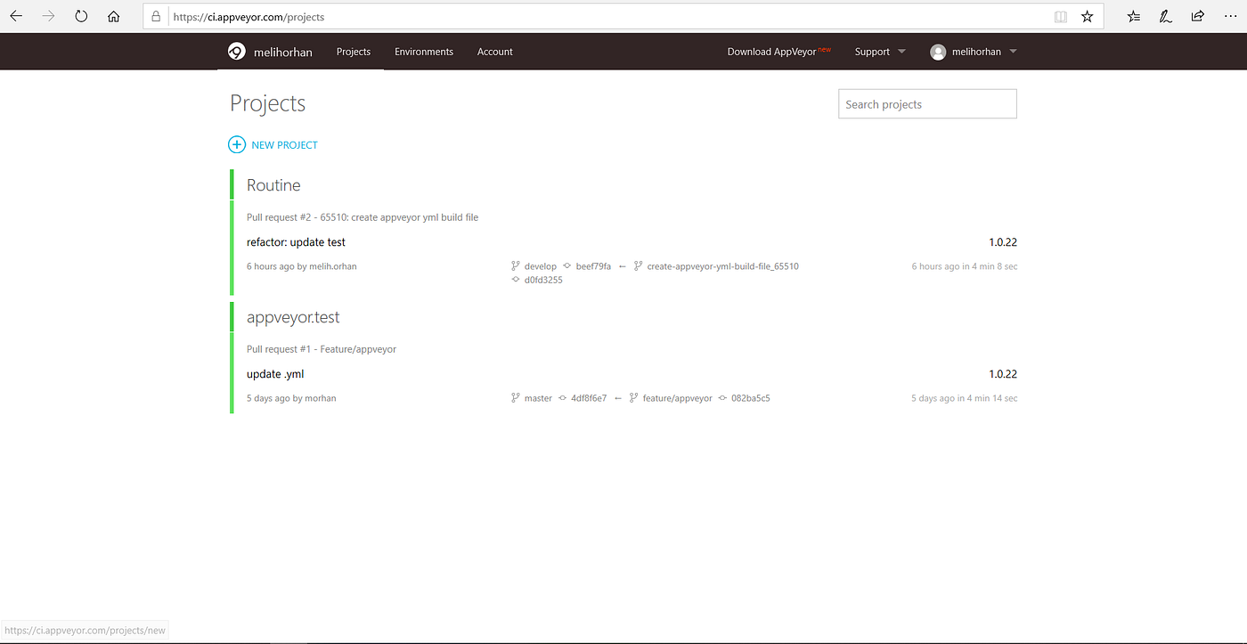 Continuous Integration (CI) with AppVeyor | by melih orhan | inventiv | Medium