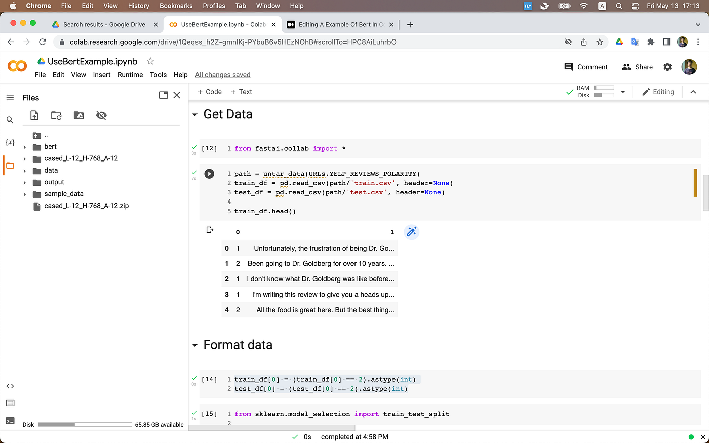 A Example Of Bert In Colab. I don’t have a computer for machine… | by ...