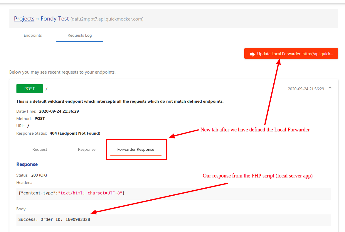 Integration of Fondy (3rd party service) webhooks using QuickMocker and ...