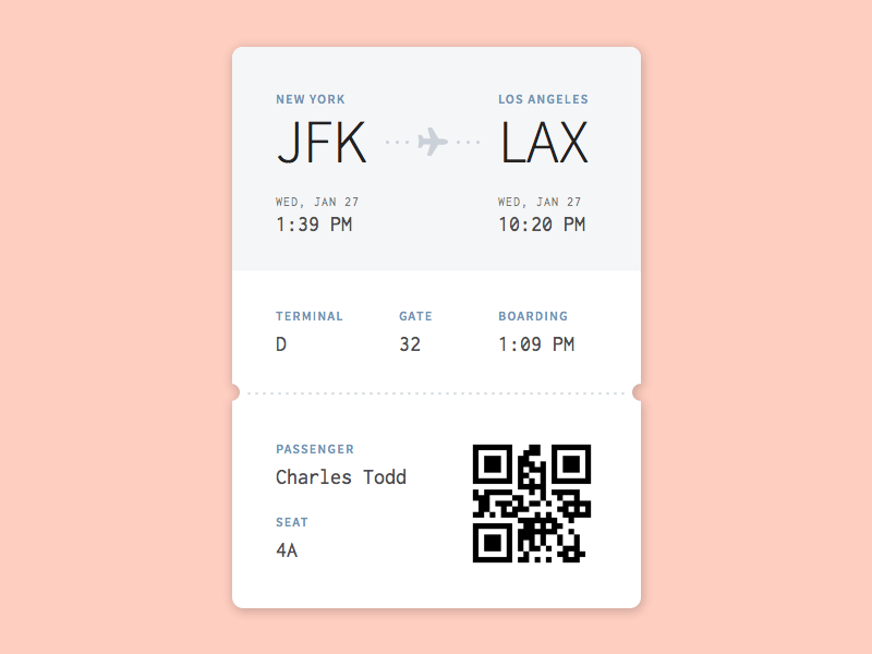 Boarding Pass UI Concepts by Dribbble Designers | by Emma Drews ...