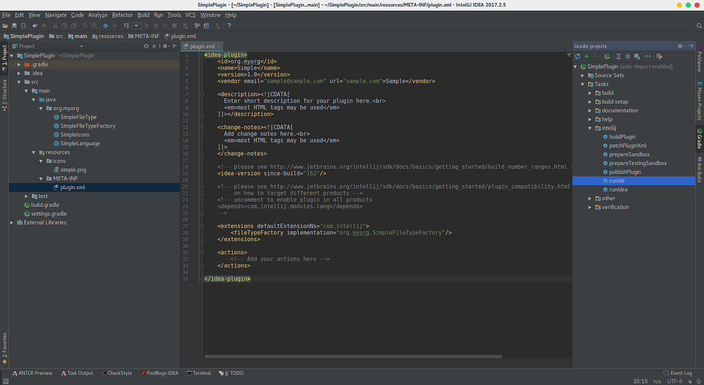 Developing an Intellij IDEA Plugin for a Custom Language — Tutorial 2-Creating a Gradle project ...