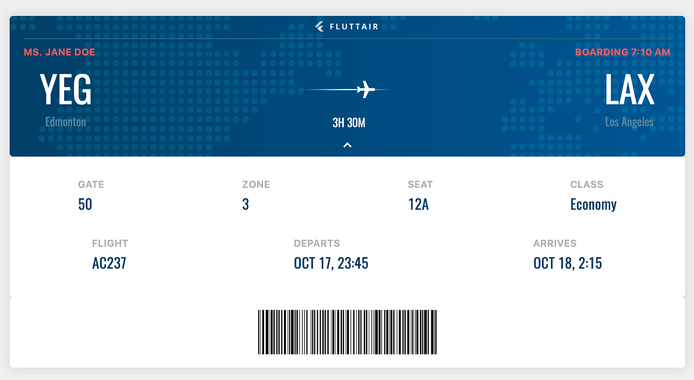 Flutter Vignette — Boarding Pass | Flutter Community