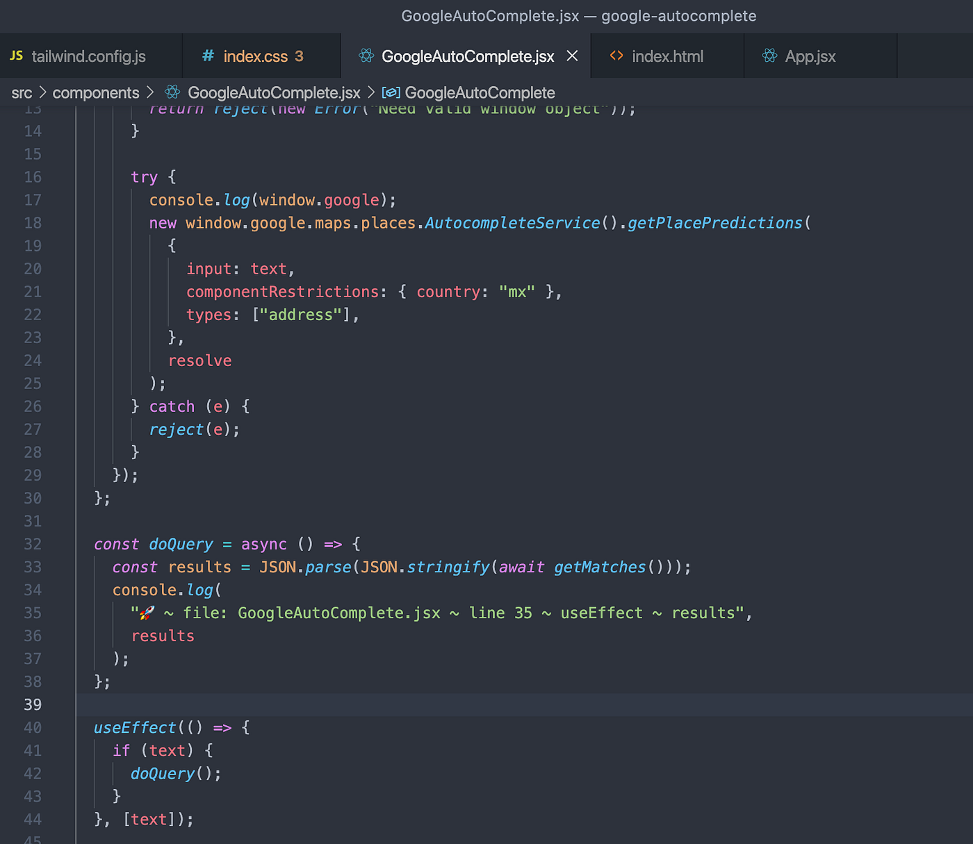 Create a Google AutoComplete Component with React & Tailwind | by ...