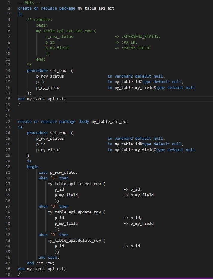 Using Oracle TAPI in an APEX Form
