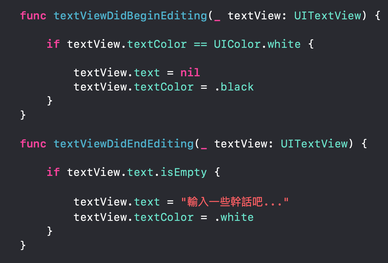 Swift — UITextView Placeholder | by HellöM | Medium