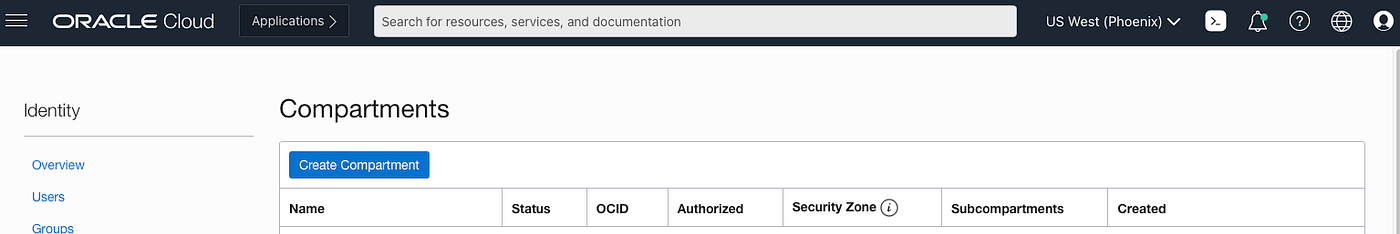 Create a Oracle Cloud Compartment | by Chris Bensen | Oracle Developers | Medium