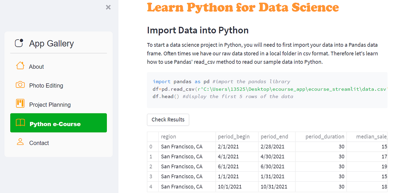 Create a Multi-Page App with the New Streamlit-Option-Menu Component | by Sharone Li | CodeX ...