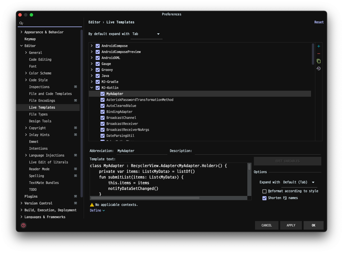 Jetbrains IDE Live Template. Jetbrains의 IDE에서 제공해주는 Live Template기능을… | by MJ Studio | MJ Studio ...