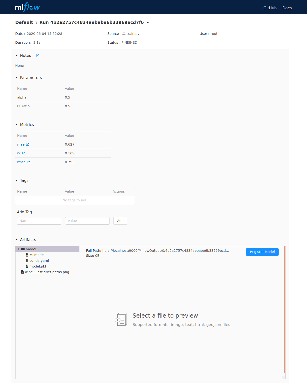 MLflow - Storing Artifacts in HDFS and in an SQLite DB | by Mayukh Mazumder | Medium