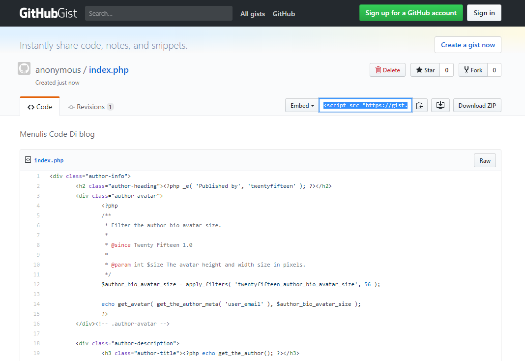 Menggunakan Gist untuk Menulis Kode Di Blog | by ONPHPID Tutorial | Medium