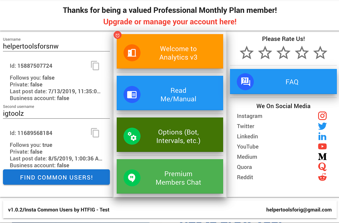 Find Common Users by Helper Tools For Instagram Google Chrome Extension ...