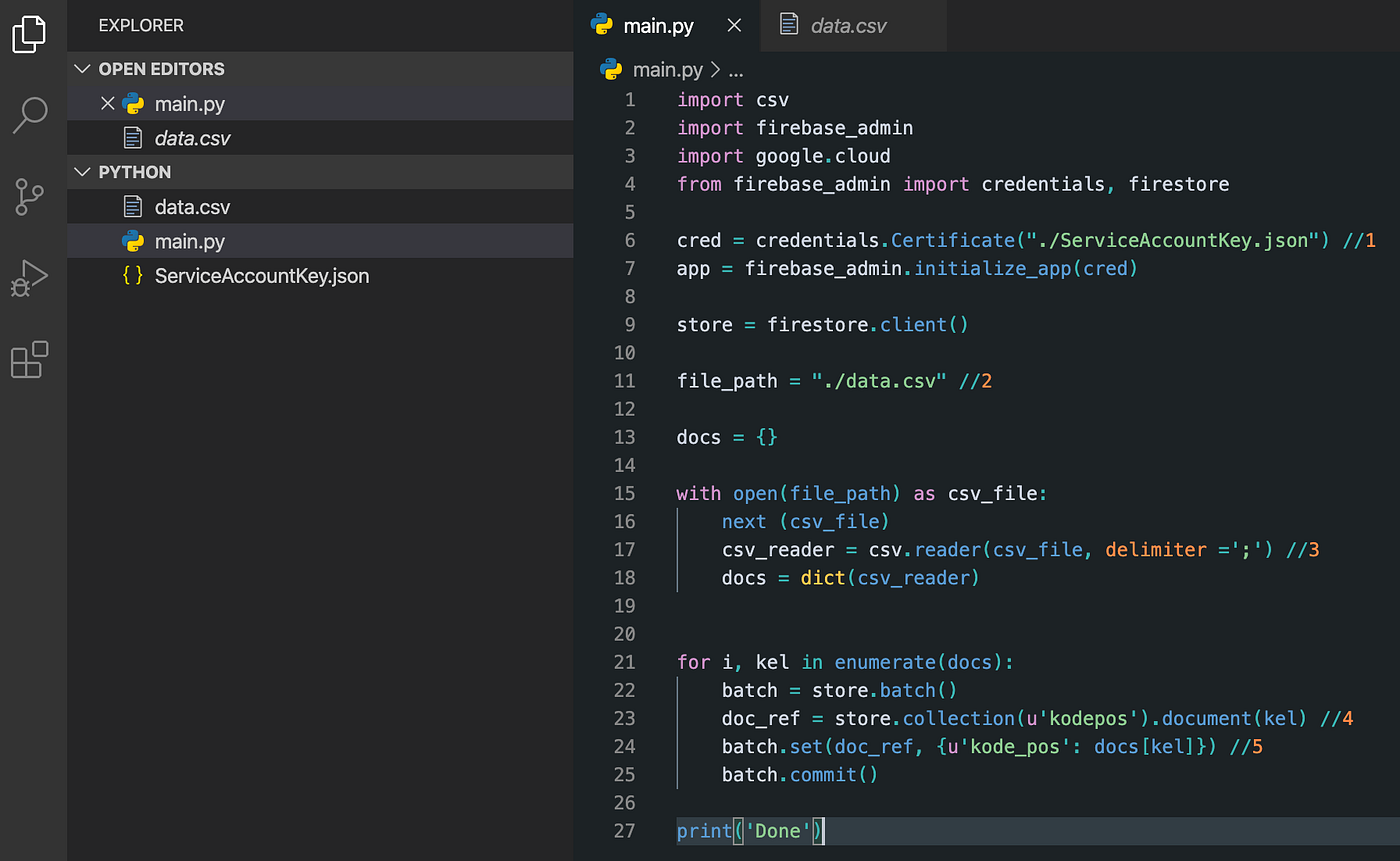 Cara Impor File CSV ke Firebase Cloud Firestore dengan Python | by Arvy Larope | Medium