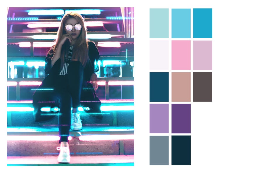 Muted Neons colour palette. This palette was an interesting test of ...