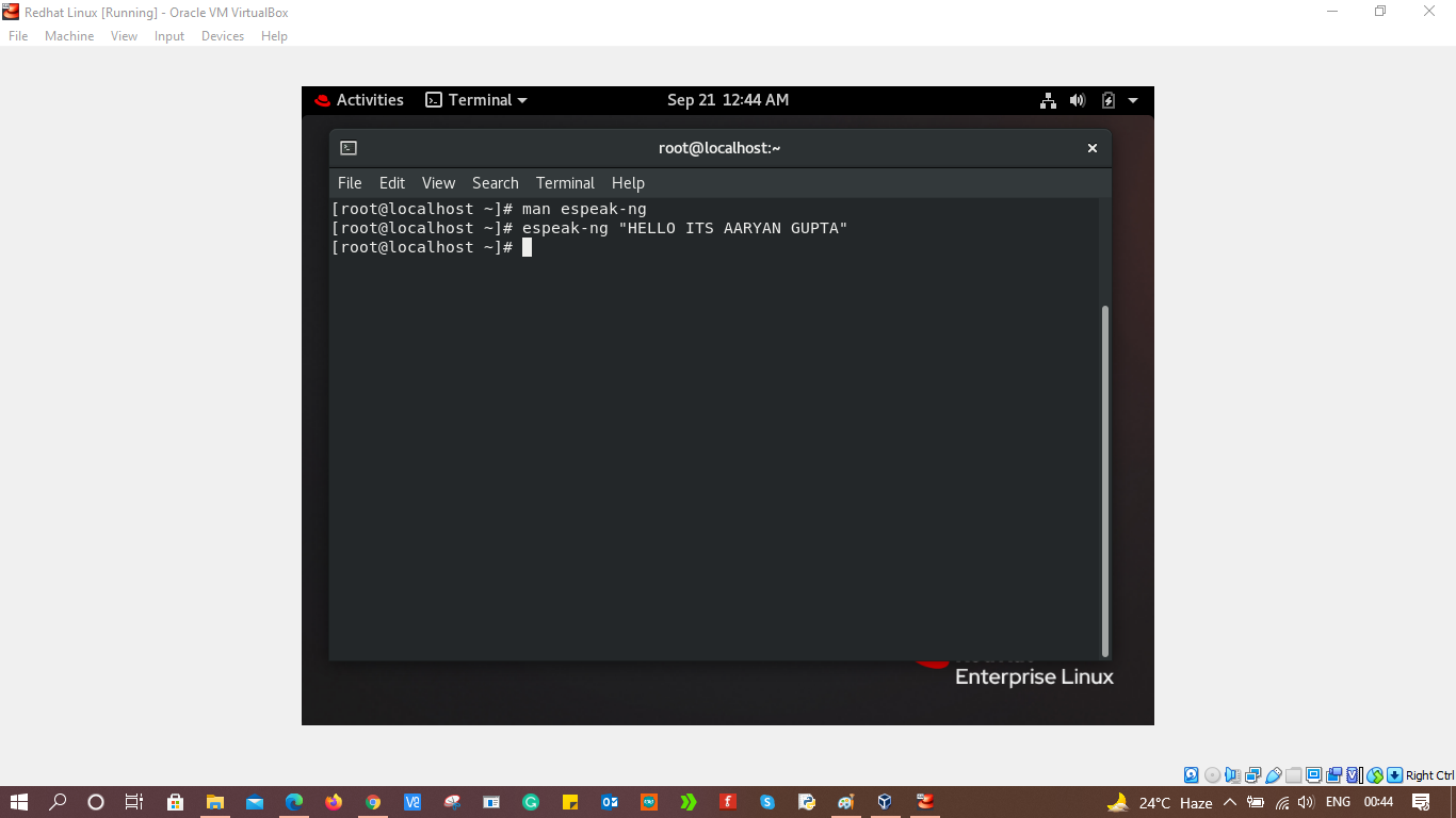 Explore espeak-ng options and experiment with other commands - Aaryan ...