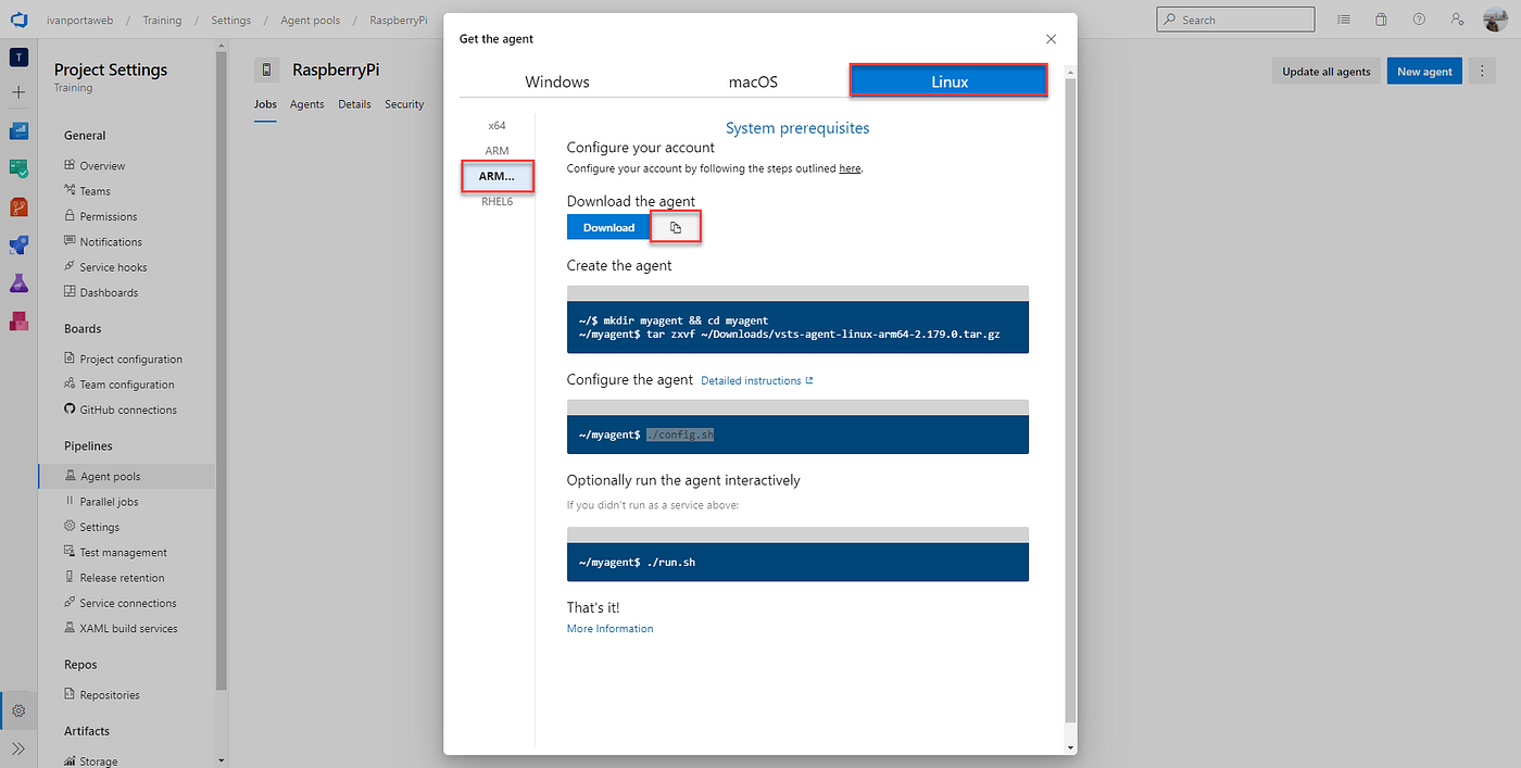 Set up a Raspberry Pi as Self-Hosted Agent in Azure DevOps | by Ivan Porta | The Startup | Medium