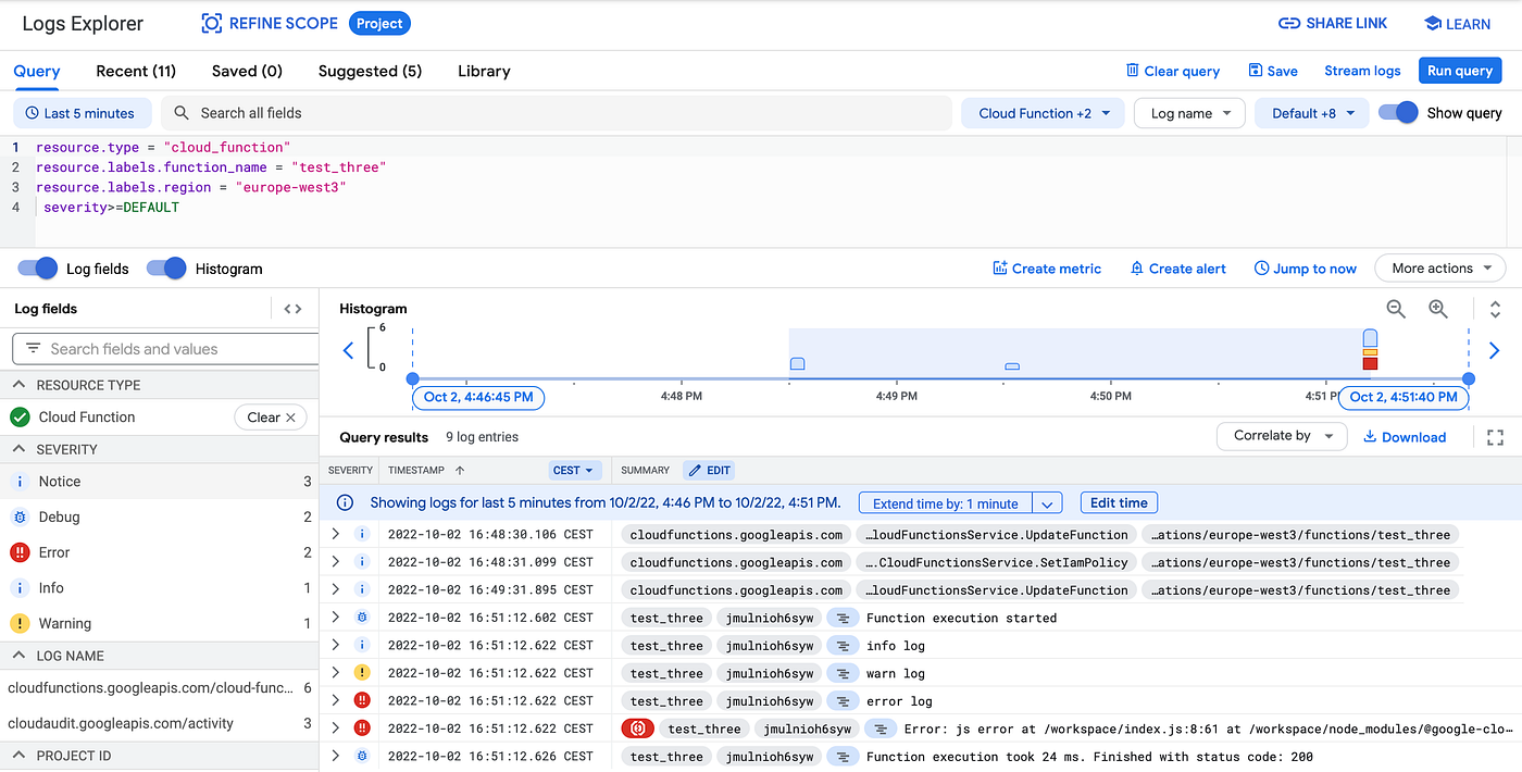Log levels in Google Cloud (Node.js) | by Philipp Schmiedel | Oct, 2022 | Medium