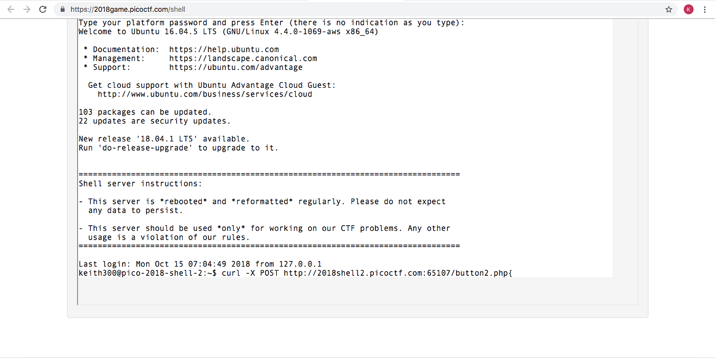 PicoCTF “Buttons” Solution. Step 1: Click on the link in the… | by ...