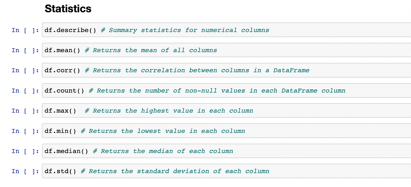 A Data Engineer’s Cheat Sheet on Pandas and Jupyter-Notebooks | by Dennis Ganzaroli | Geek ...