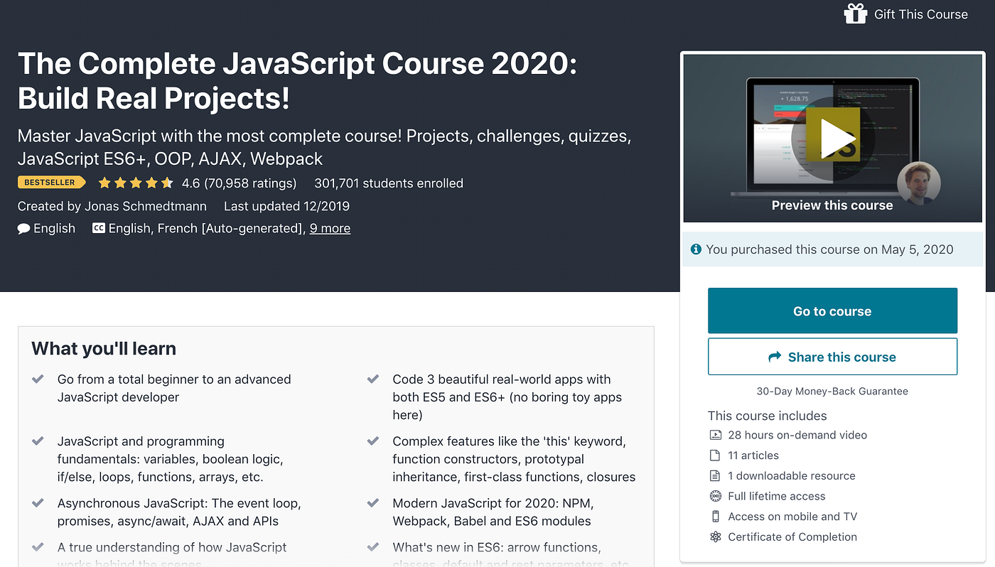 My resources to learn JavaScript. After I completed the 300 hours of ...