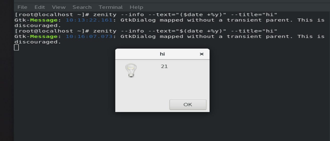 Zenity : command to display GTK+ dialogs | by Harish B | Medium