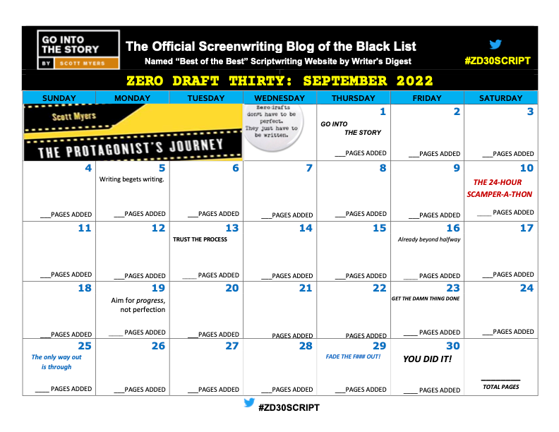 2022 Zero Draft Thirty September Challenge: Day 1 | by Scott Myers ...
