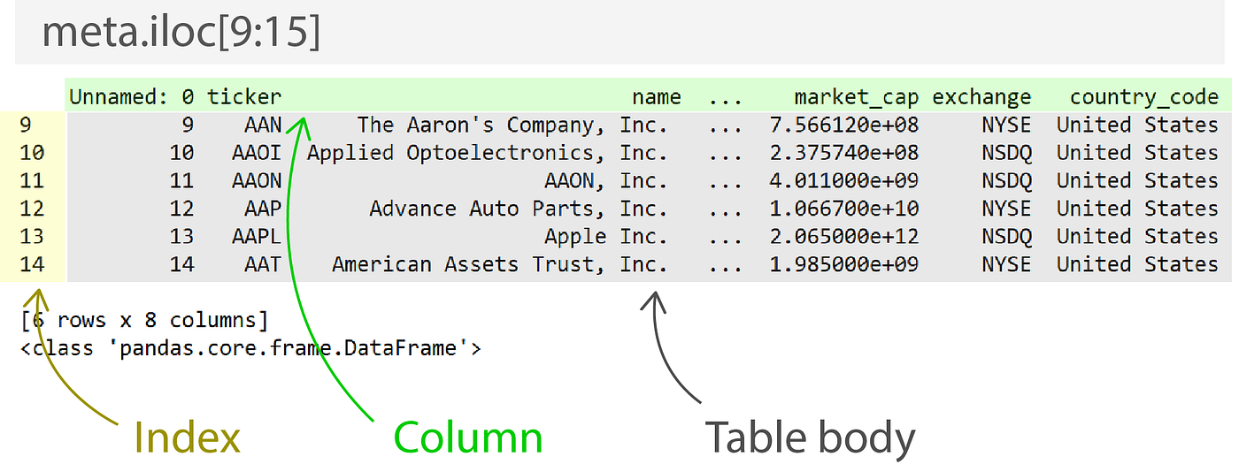 Python Dataframe Slicing In The Easiest Way How To Find A Company From 5000 Companies By Wsh