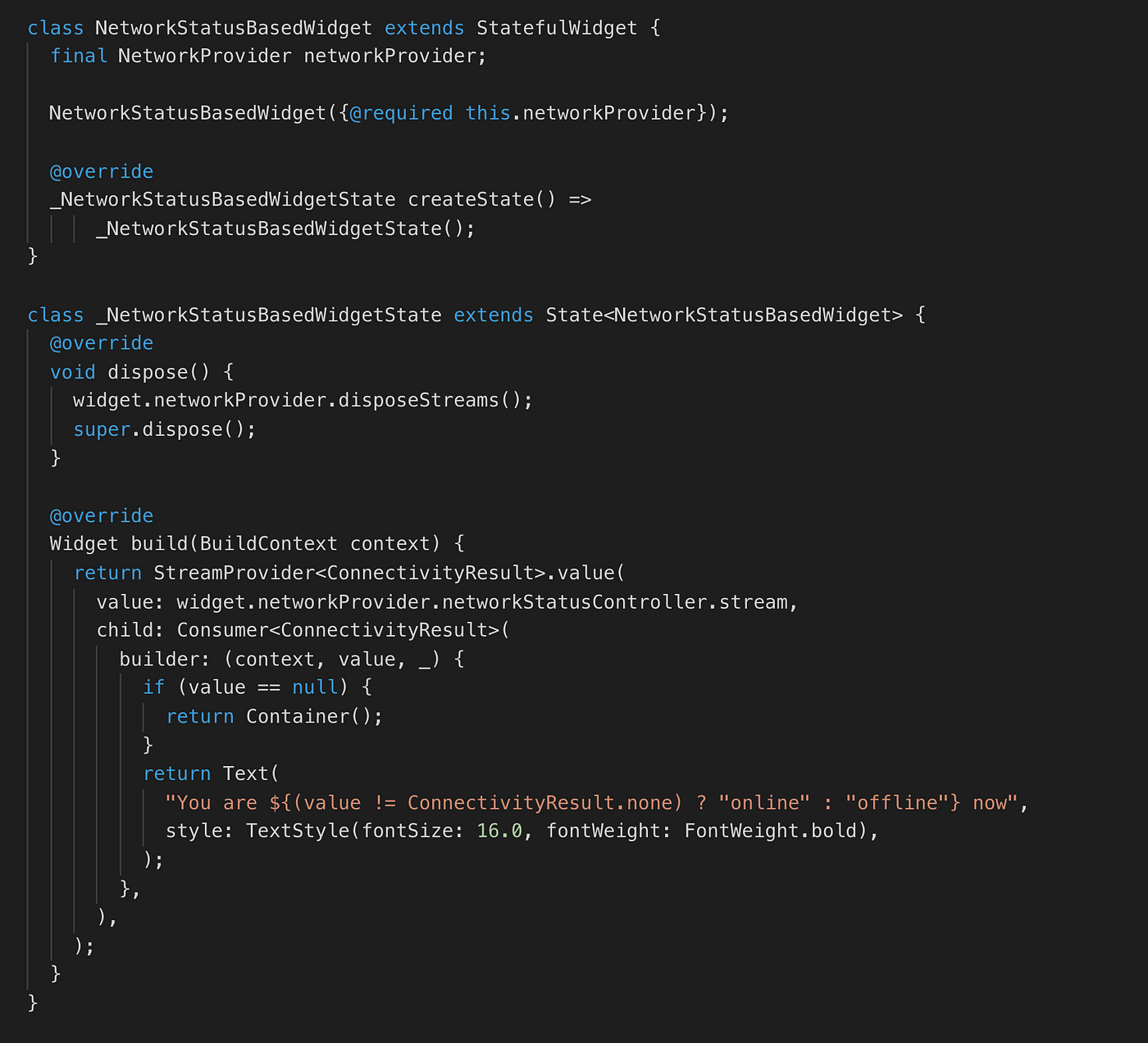 Flutter Connectivity Using Streamprovider By Nikhilsai Kapa Francium Tech