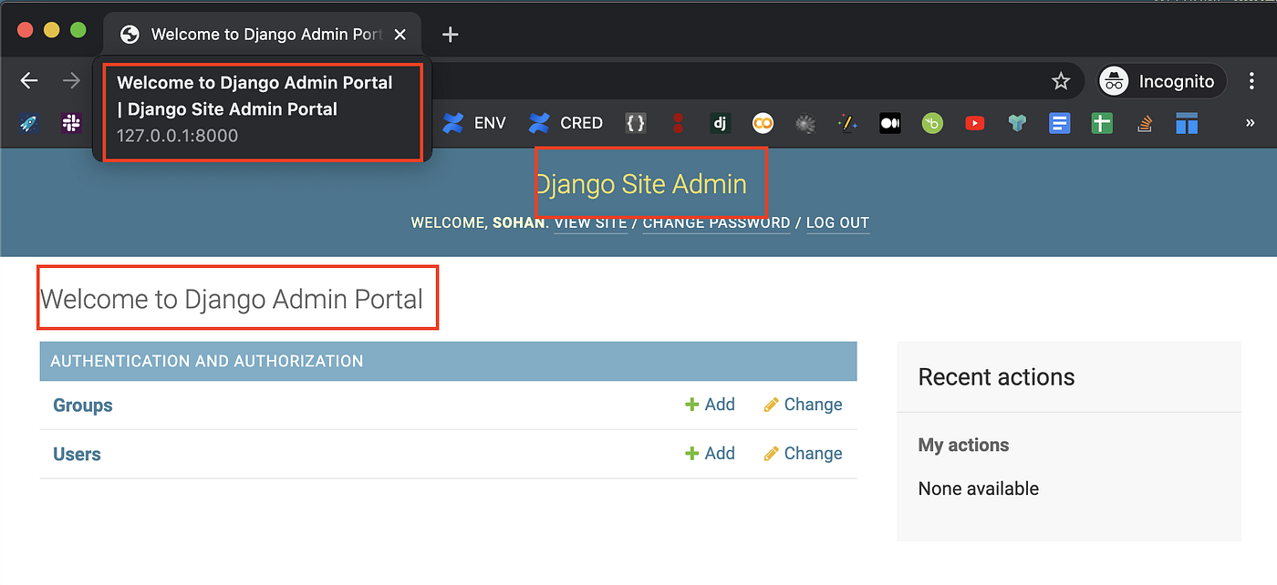 Changing header, site title, and index title in ‘Django administration’. - sohan kathait - Medium