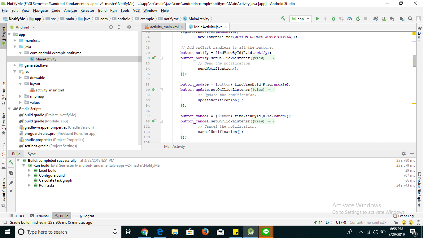 Android fundamentals 08. Task 1: Create a basic notification | by rafly zulfi | Medium