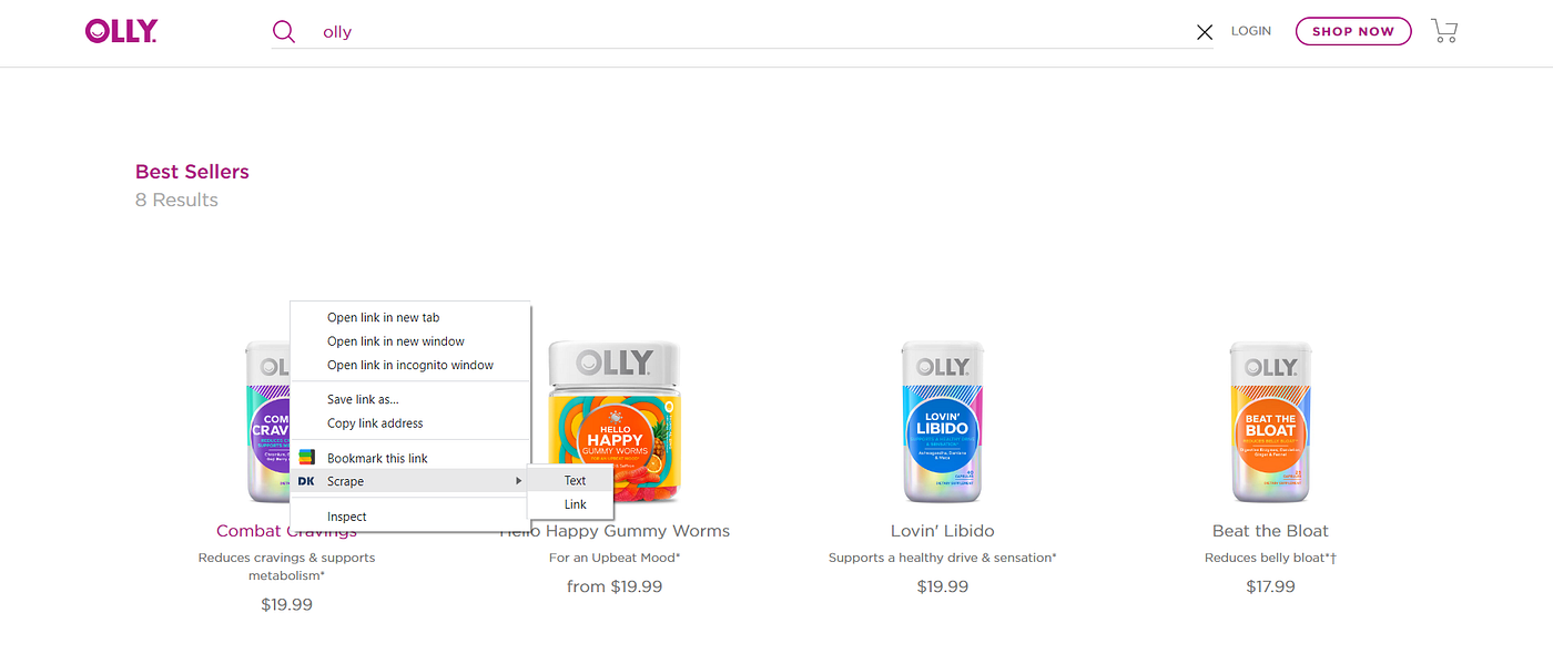 How to scrape data from Olly using python | by Manisha Surada | Selenium-pro | Sep, 2022 | Medium