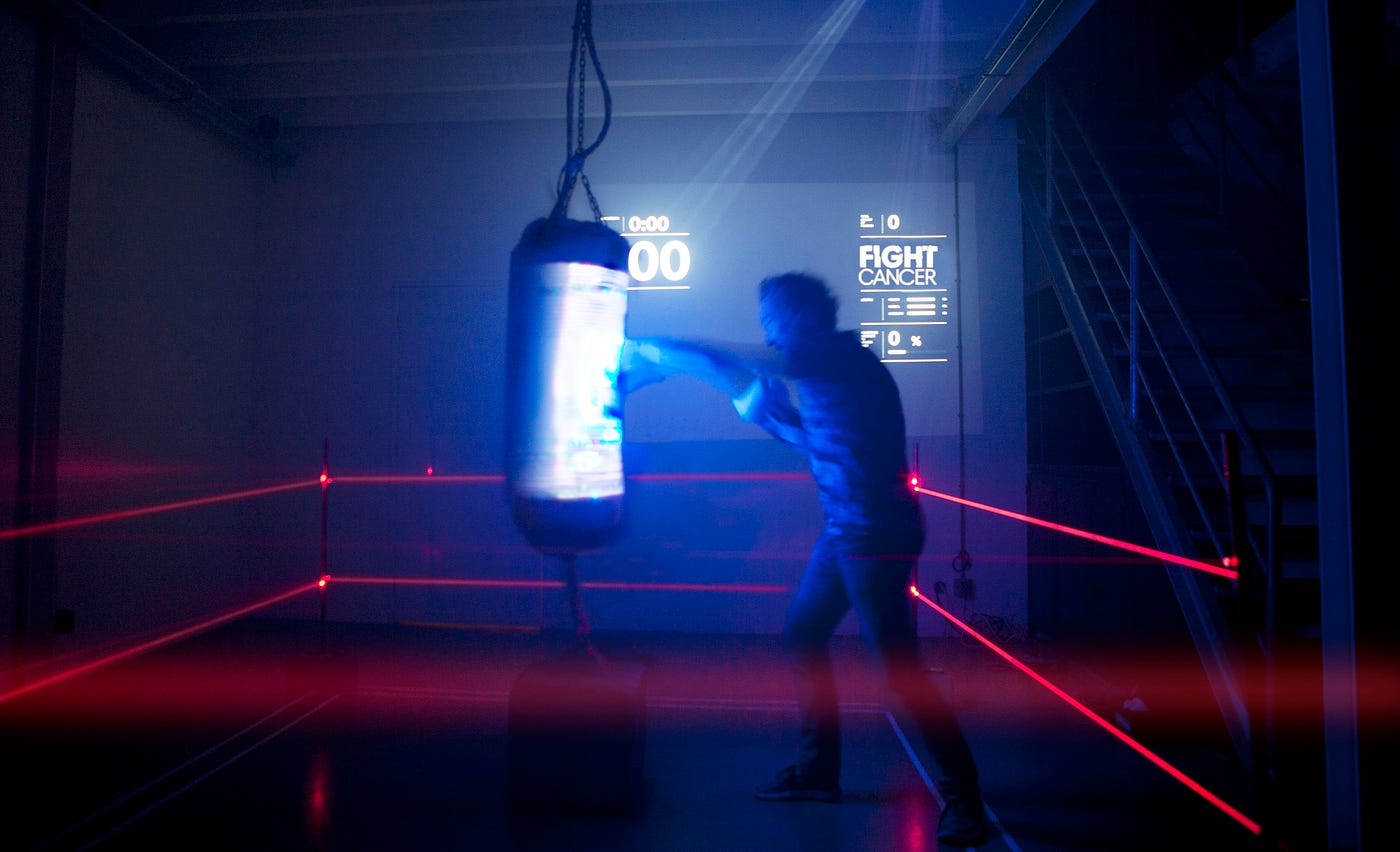 Interactive Punching Bag: installation generates donations for cancer ...