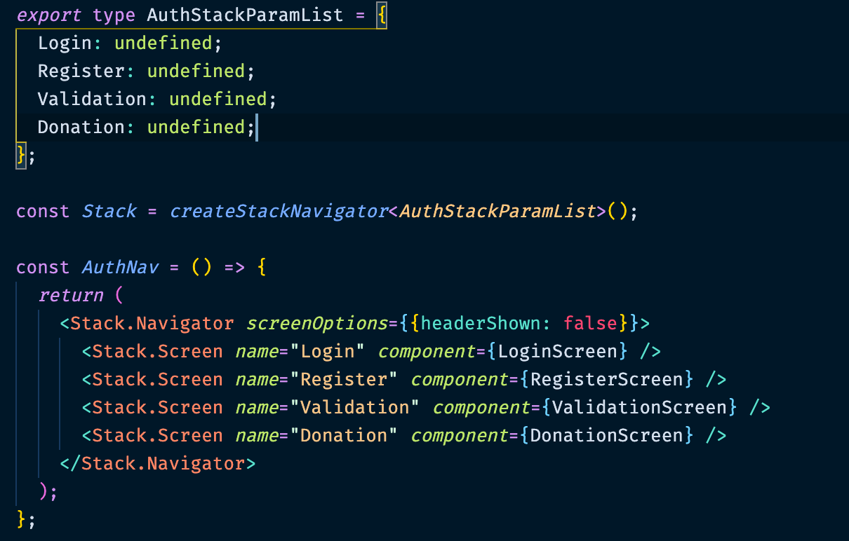 Stack Navigator and Typescript. Typescript is great; it makes our code ...