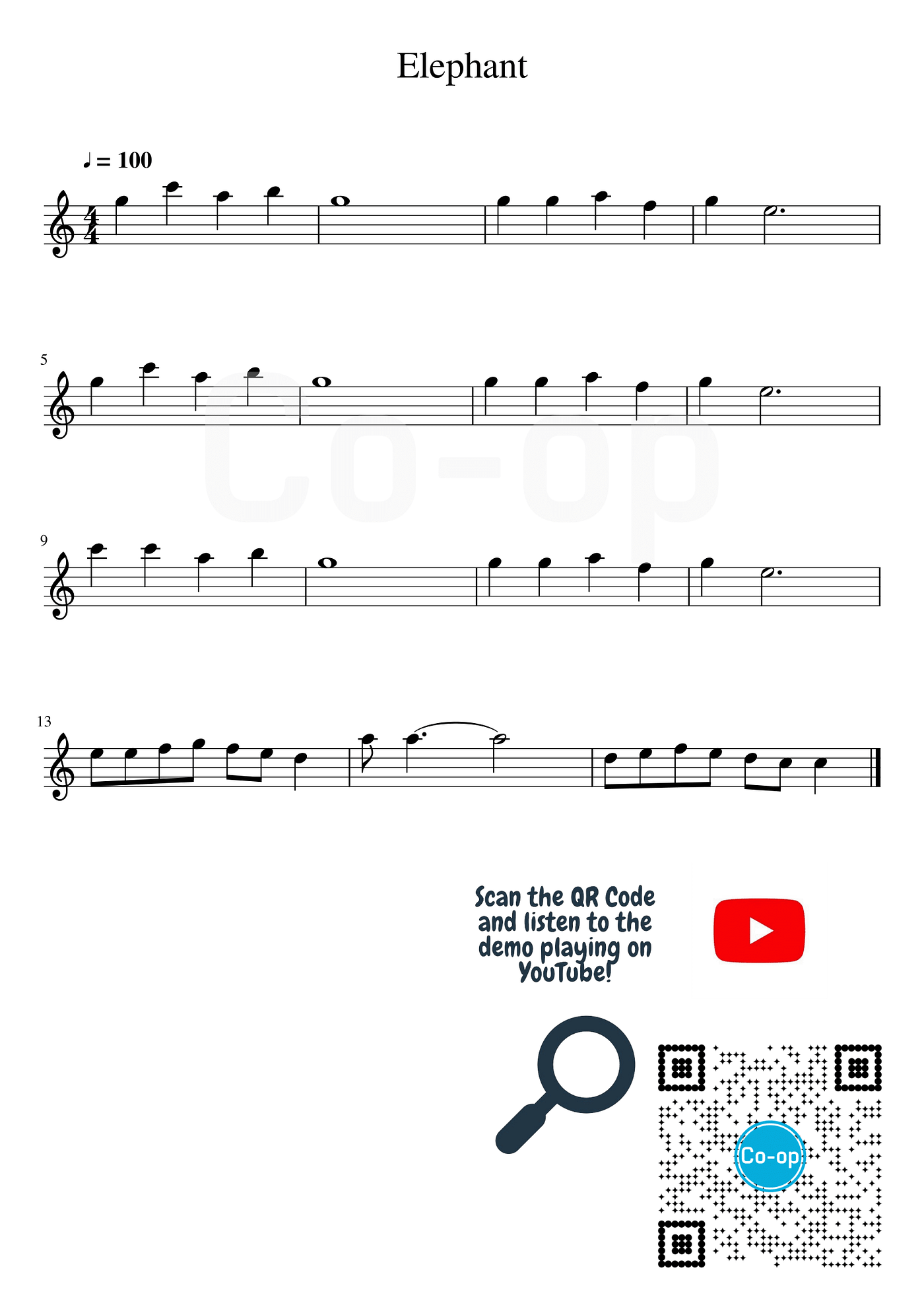 Learn “Elephant” in 5 Minutes. Staff Notation | by Co-op Music | Co-op ...