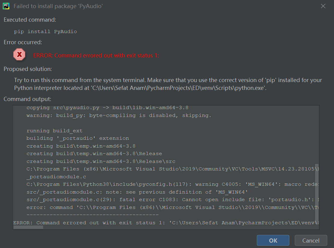 [ Solution ] Python import packages problem like speech_recognition, pyaudio, OpenCV, etc in VS ...