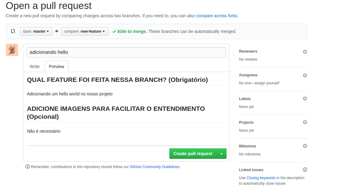 Criando um template para Pull-Request nos projetos | by Mateus | Medium