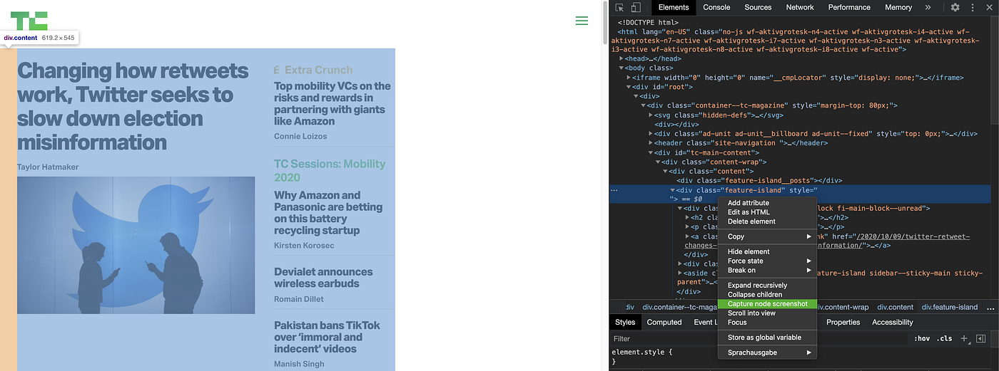 How to use web browsers and JavaScript to create product screenshots ...