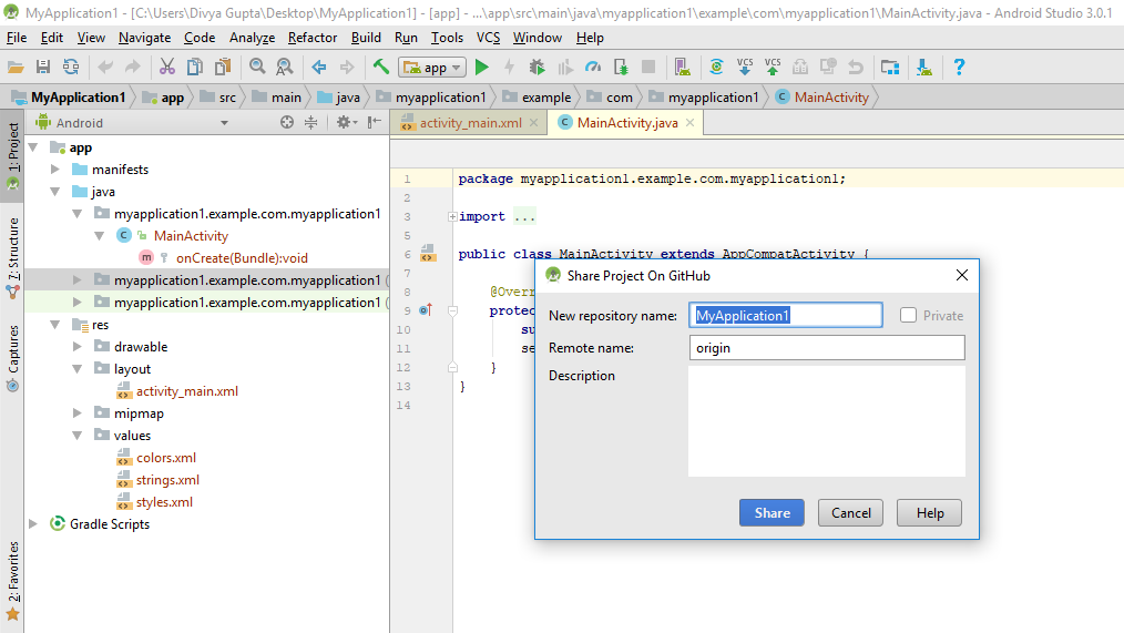 How to link Android Studio with Github | by Diviya | Code Yoga | Medium