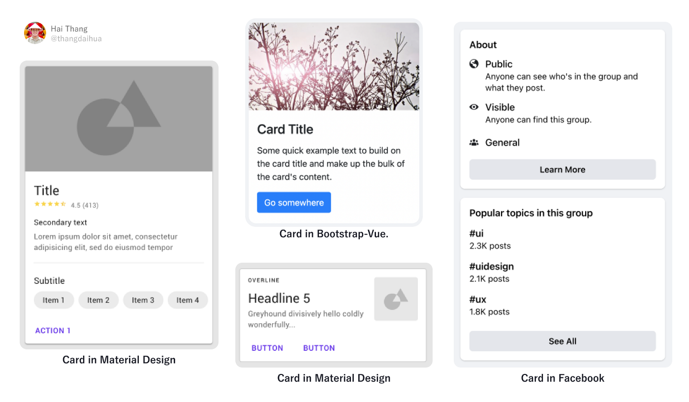 4 popular types of cards in UI design | by NALSengineering | Medium