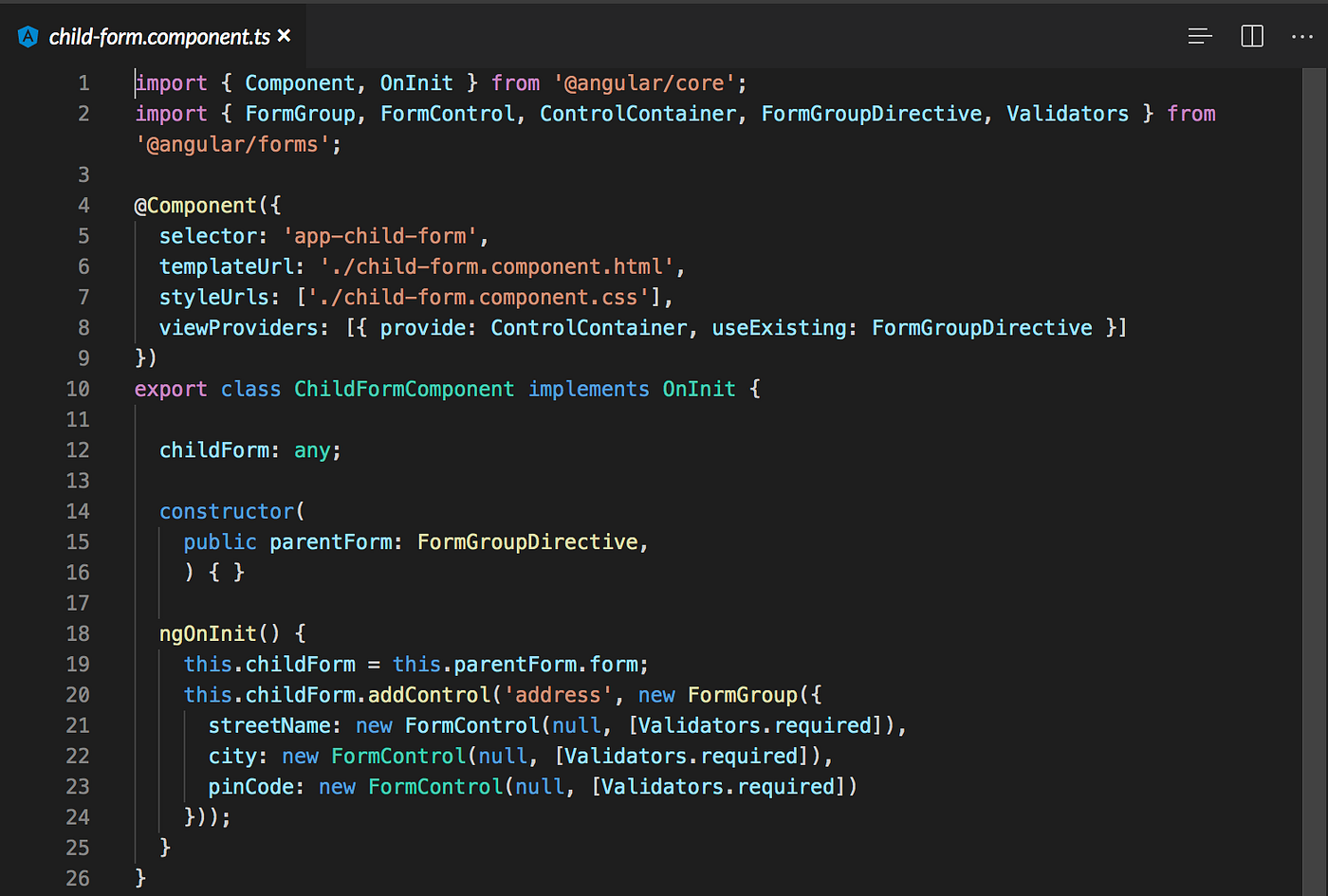 Nested Reactive forms in Angular: How to add bind an existing form ...