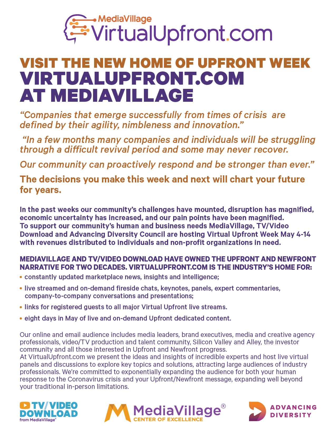 Virtual Upfront and Relief Week 2020 | by Jack Myers | Medium