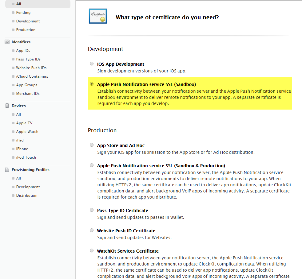 Apple certificates for Push Notifications (iOS Push Notifications ...
