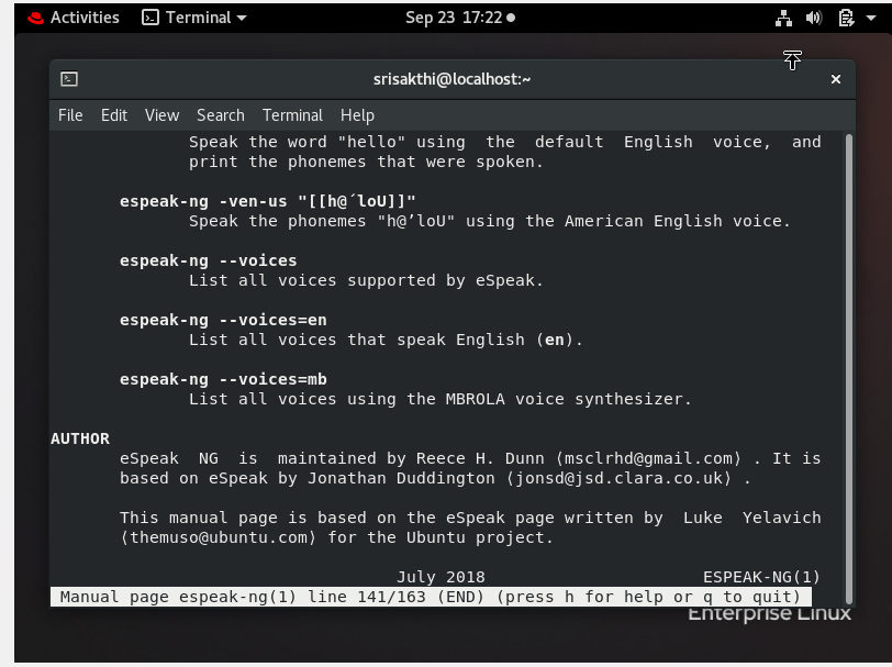 LINUX — ESPEAK-NG AND ITS OPTIONS | by Sri Sakthi C.B. | Sep, 2021 | Medium