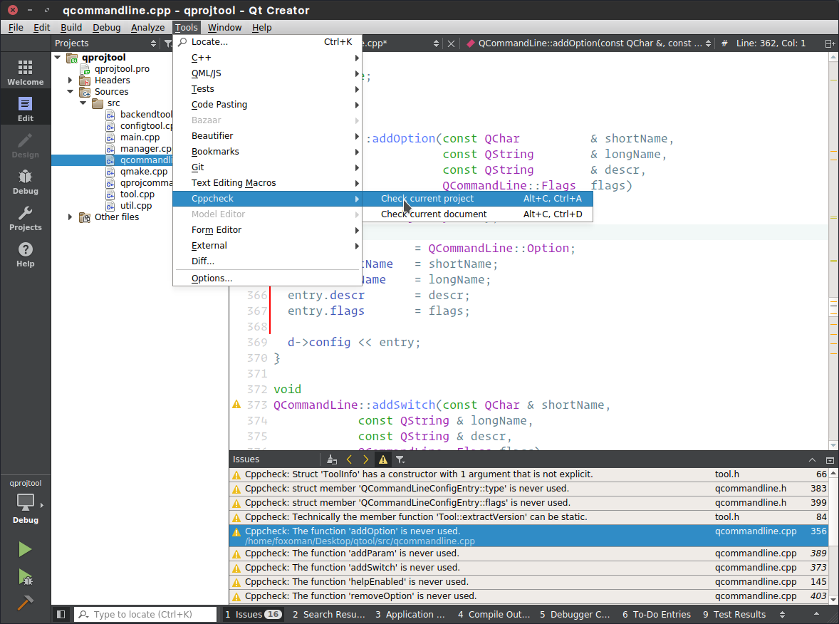 Using Cppcheck static analyzer tool in Qt Creator IDE | by Sultan Al Isaiee | Medium