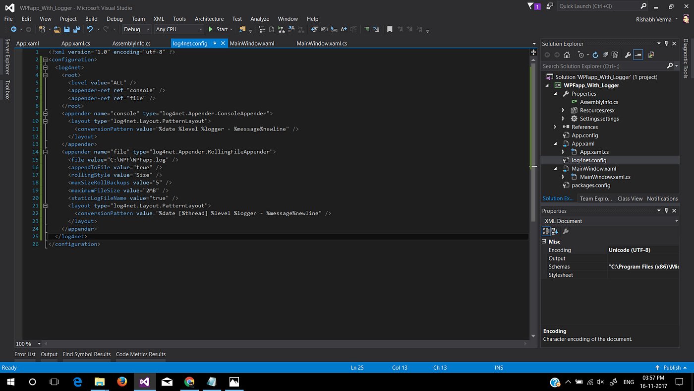 Logger For Wpf Application Using Apache Log4net By Rishabh Verma Nerd Stuff Medium 9016
