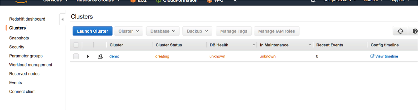 AWS Redshift — A Tiny Demo via Console and AWS CLI | by Sreeprakash Neelakantan | Medium