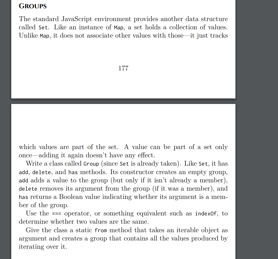 Eloquent Exercises: Groups | Eloquent Javascript, Chapter 6 | by Dan Eder | The Command Line ...