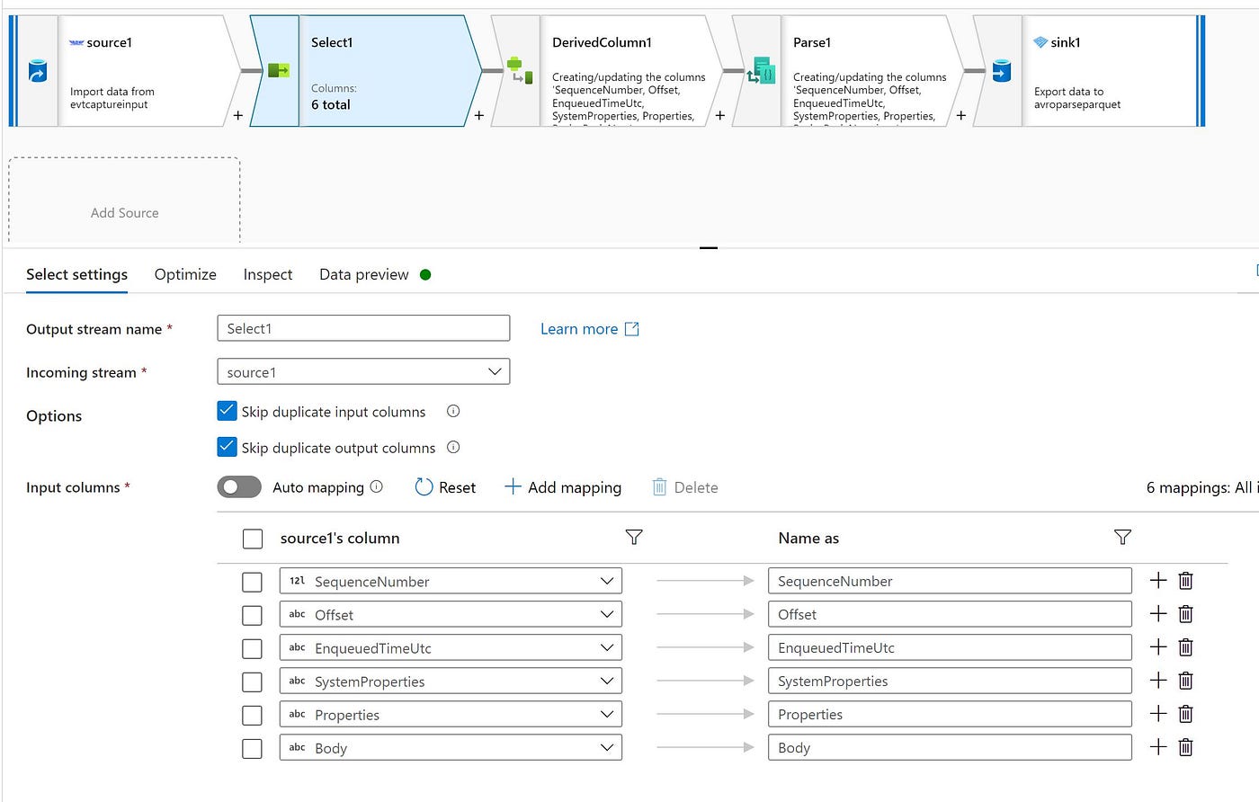 Process AVRO files in Azure Synapse Analytics Integrate Data Flow or ...