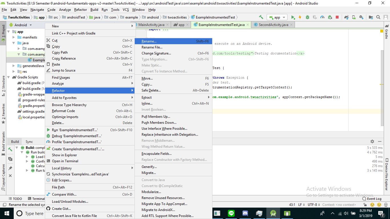 Android fundamentals Lesson 6. 06.1: Espresso for UI testing | by rafly ...